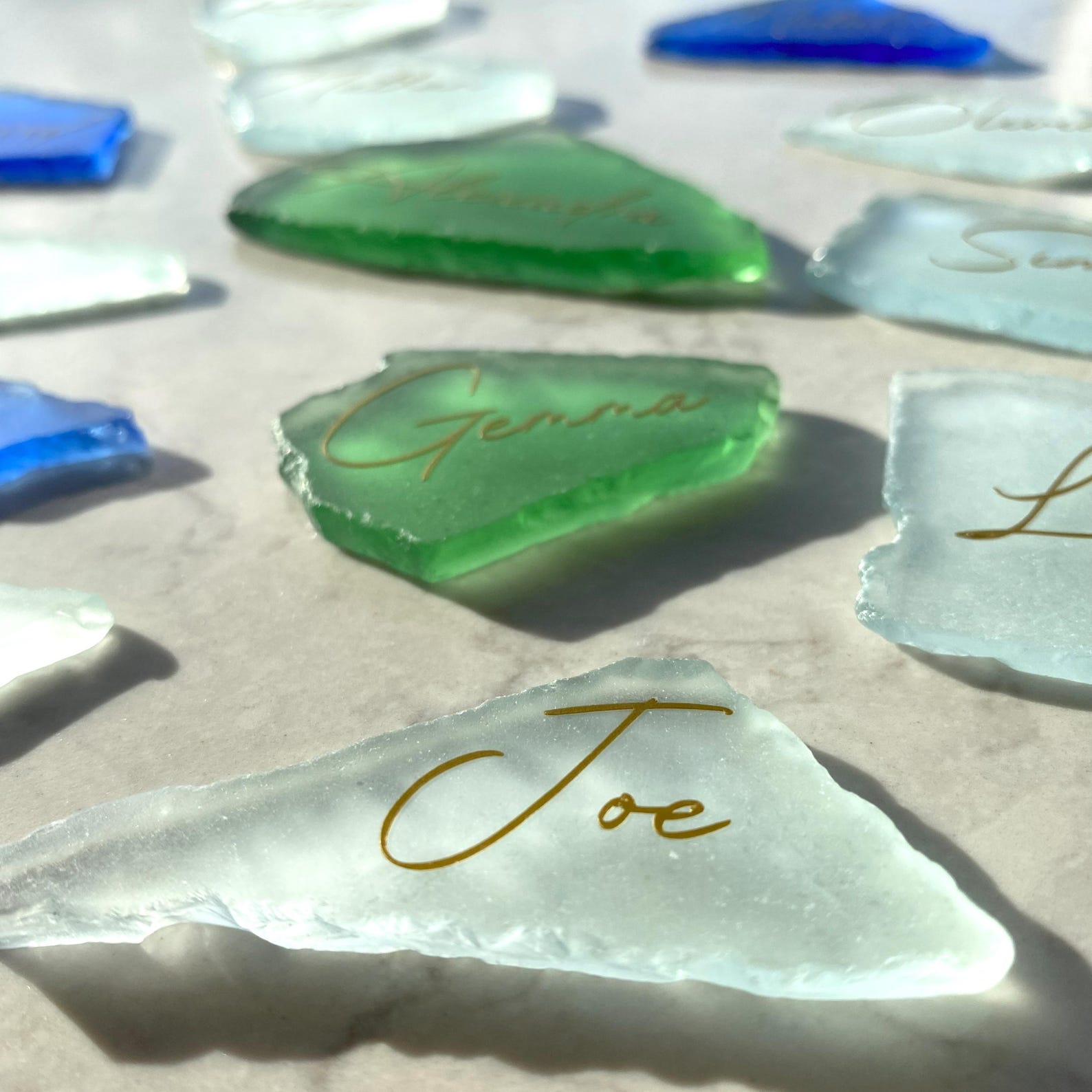 Sea Glass Name Place Card for Wedding | Sea Glass Wedding Decor ...