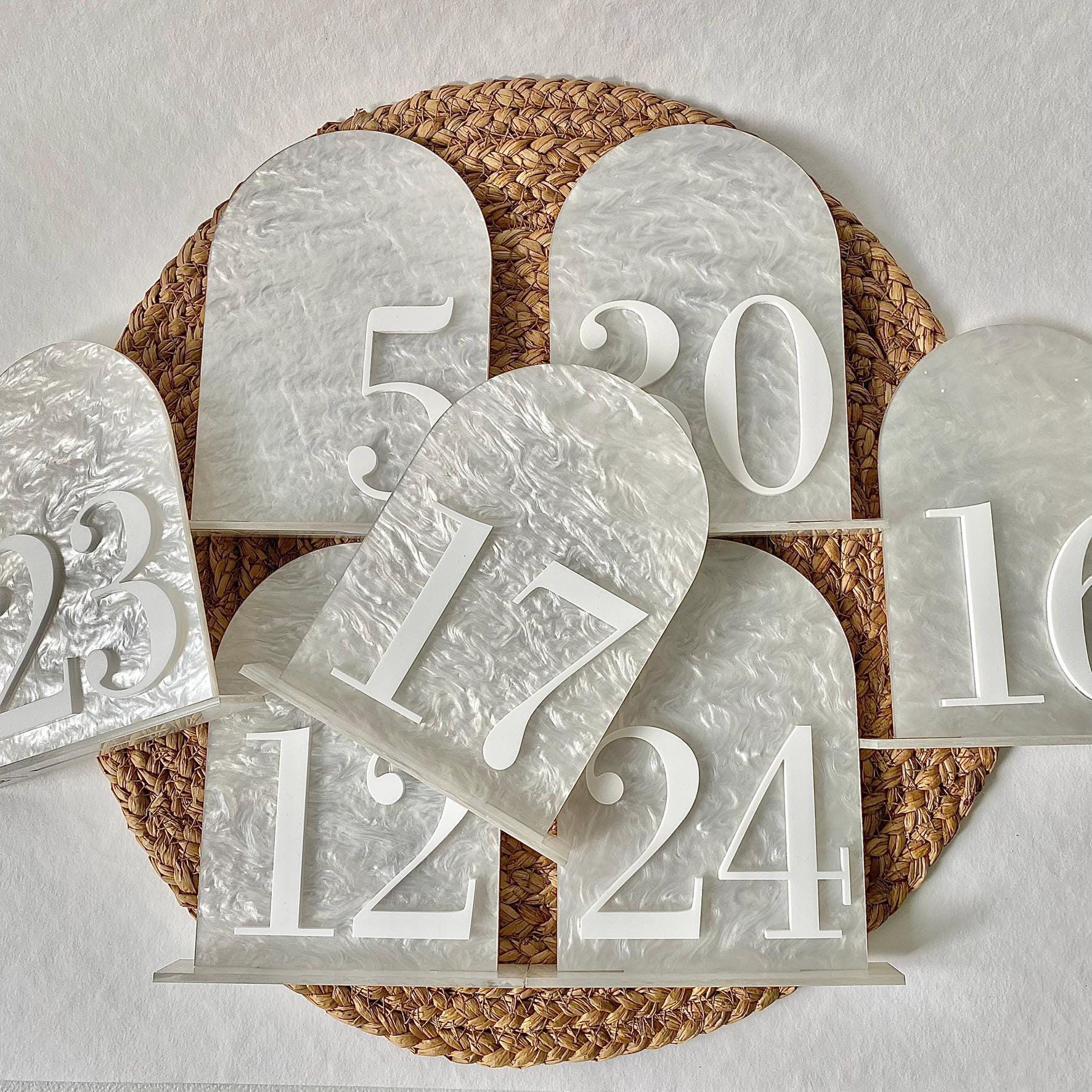 Table Numbers for Weddings & Events | Pearl Acrylic Table Numbers ...