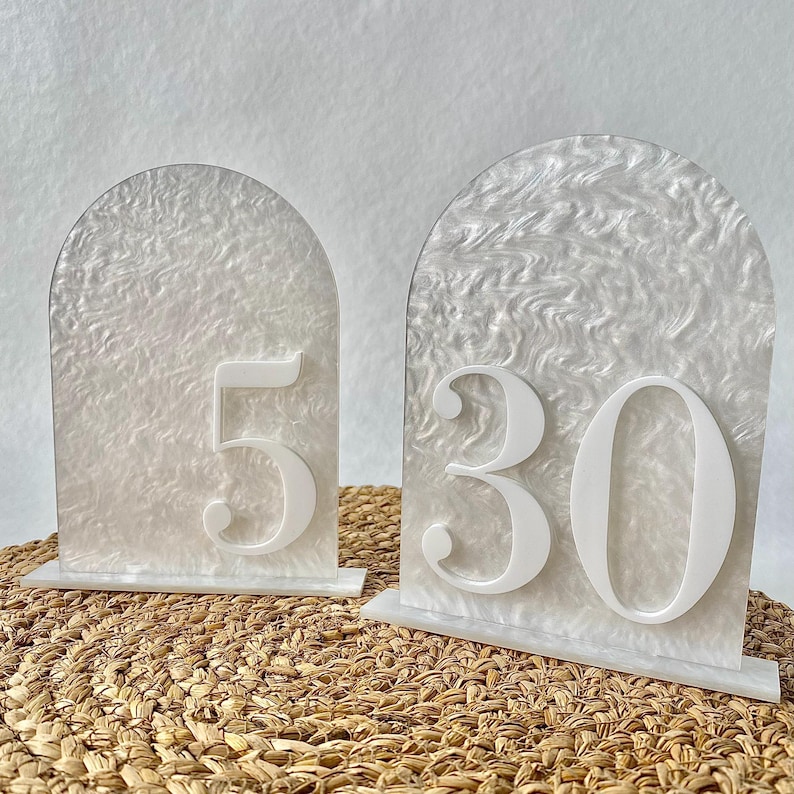 Table Numbers for Weddings & Events | Pearl Acrylic Table Numbers ...