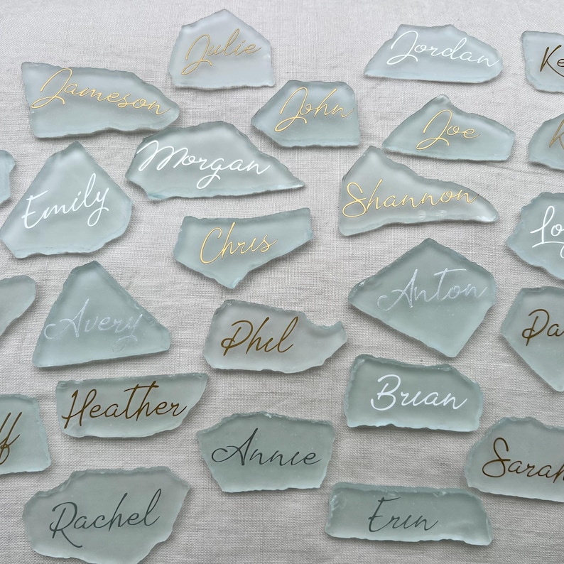Sea Glass Name Place Card for Wedding | Sea Glass Wedding Decor ...