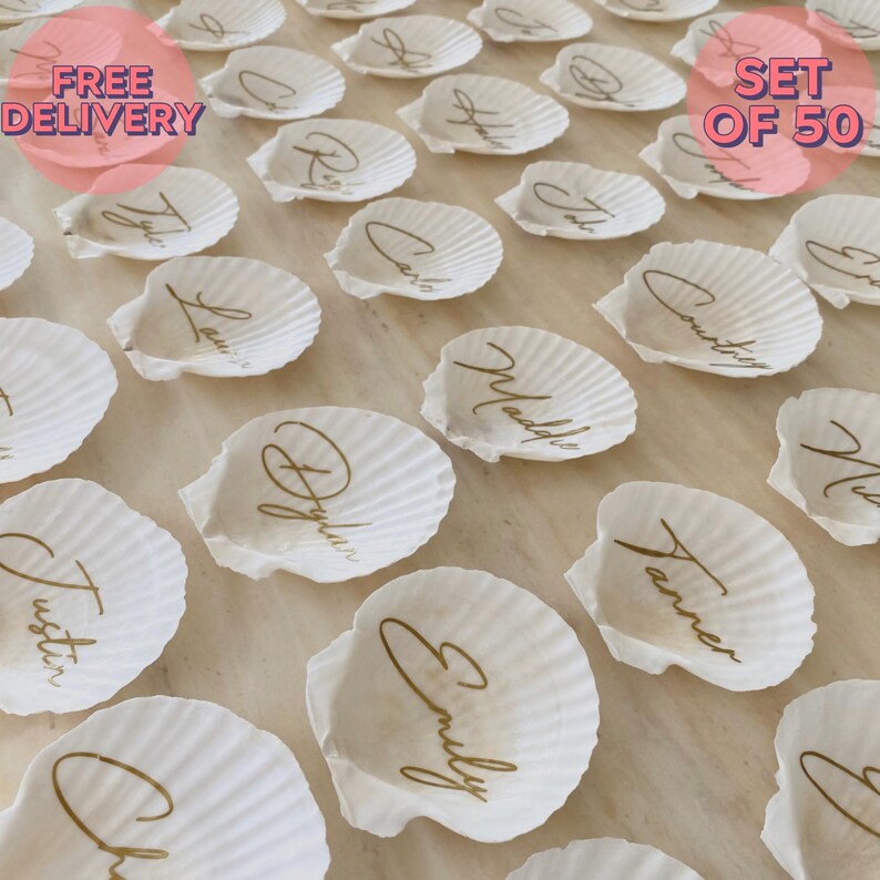 50 X Shell Place Card for Event | Shell Name Tag for Wedding ...