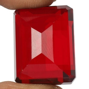 Natural 87.30 CT Flawless Mozambique Blood Red Ruby Emerald Cut Loose ...