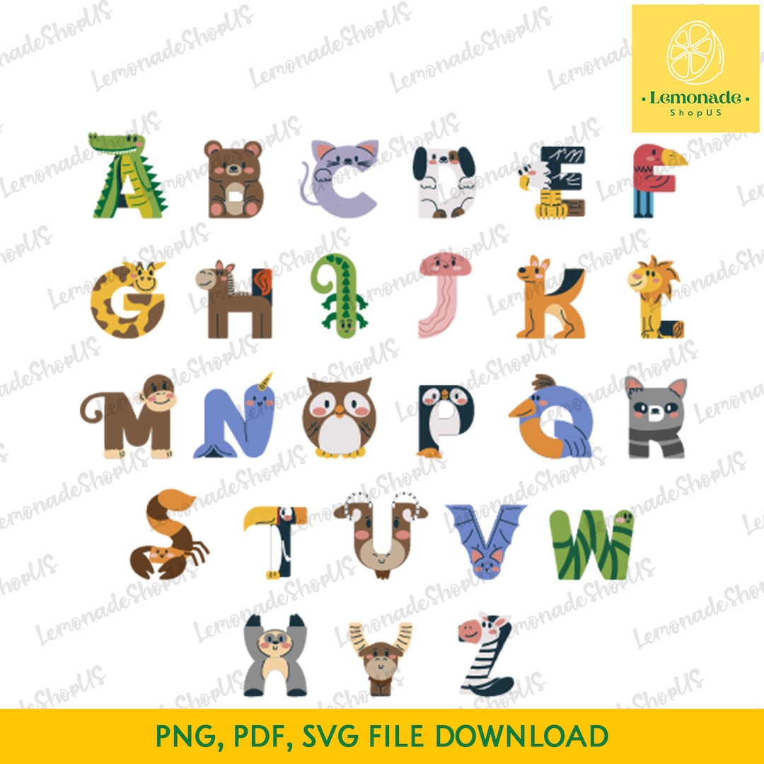 ABC Alphabet SVG Animals Alphabet Svg Letter Back to School - Etsy