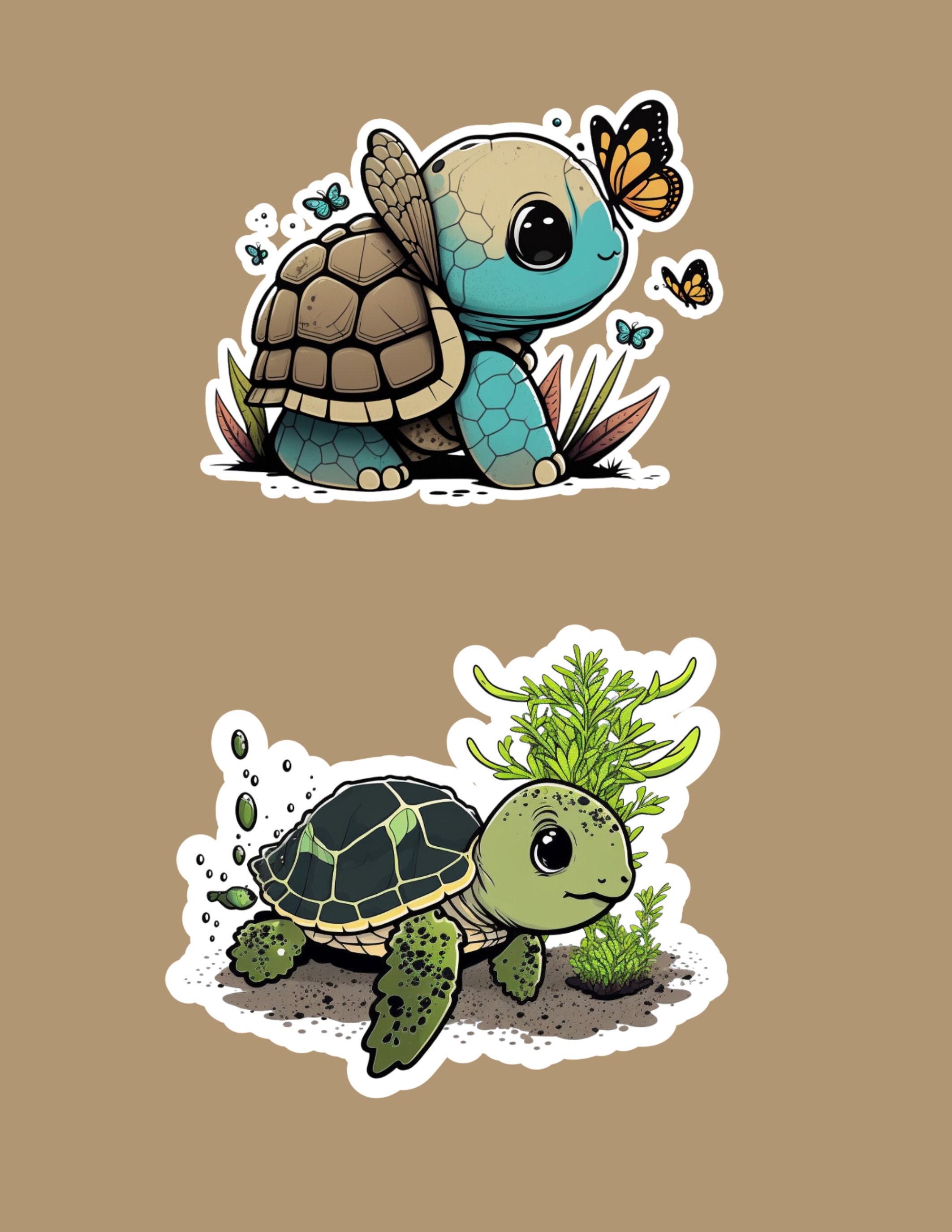 Digital Sticker Turtle Set Turtle Clipart Cute Turtle Stickers PNG - Etsy