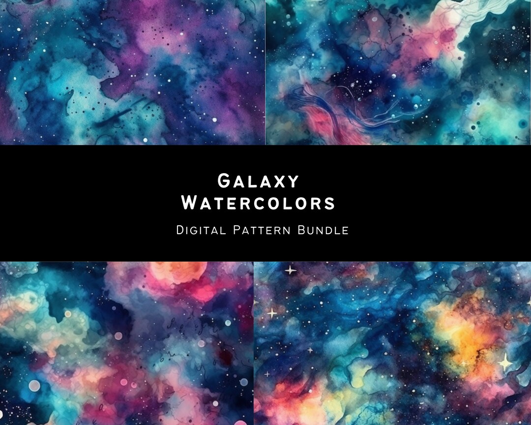 Watercolor Galaxy Digital Paper, Seamless Night Sky Backgrounds ...