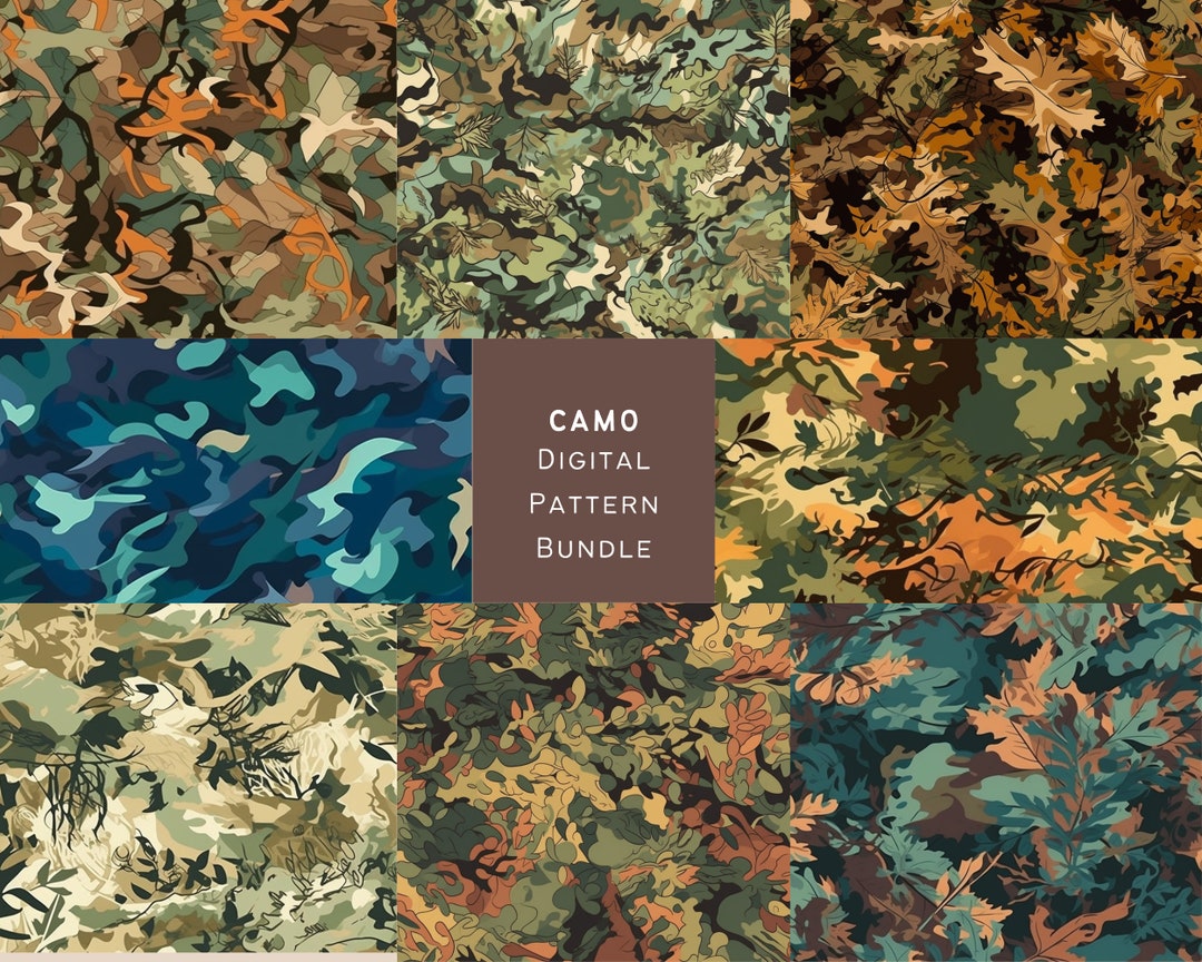 8 Seamless Military Camouflage Digital Papers, Scrapbook, Printable ...