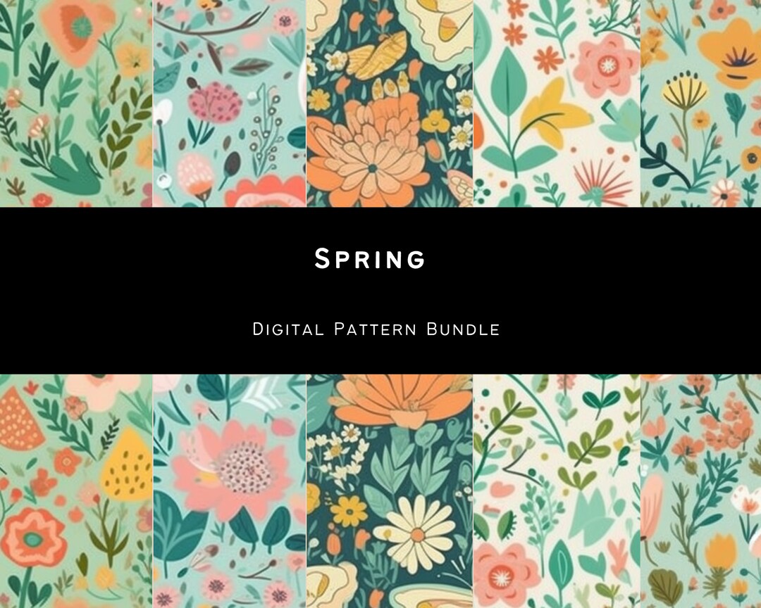 Spring Floral Medley Digital Paper - Watercolor Flower Backgrounds ...