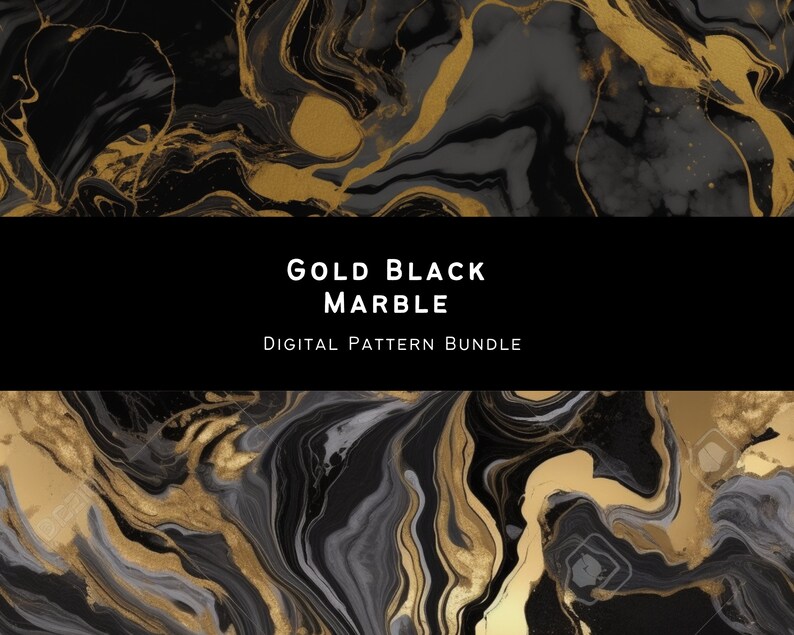 Alcohol Ink Black Gold Marble Digital Paper - Seamless Textures ...