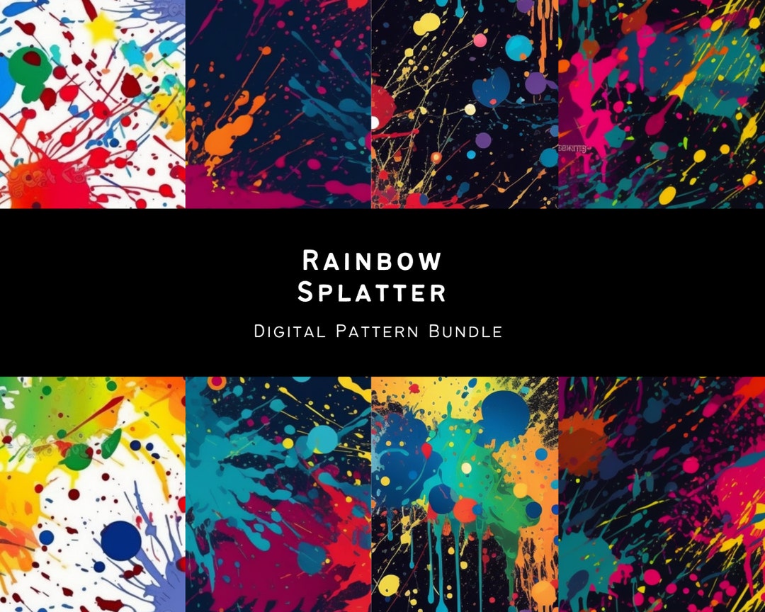 Rainbow Seamless Paint Splatters Digital Paper, Seamless Paint Texture ...