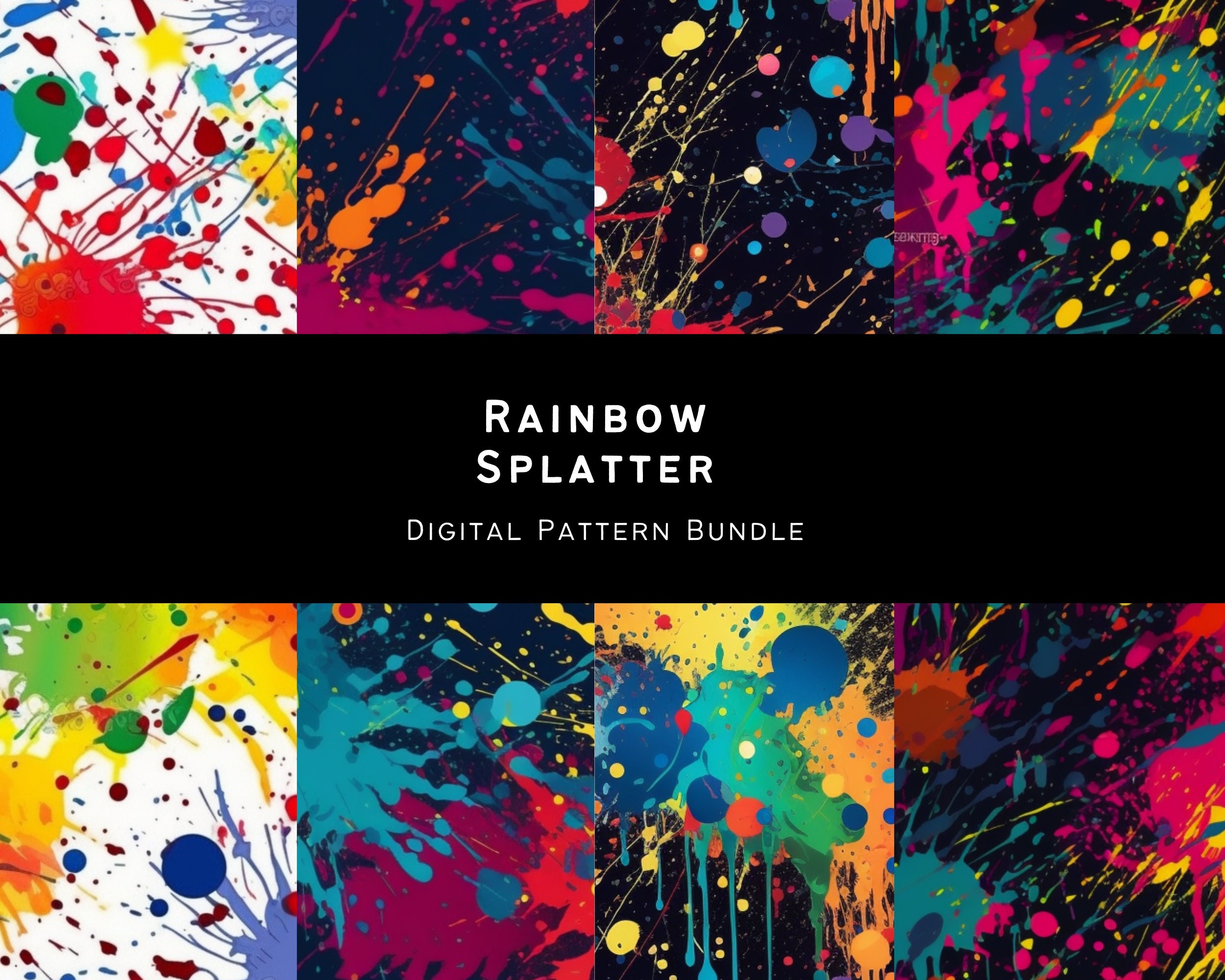 Rainbow Seamless Paint Splatters Digital Paper, Seamless Paint Texture ...