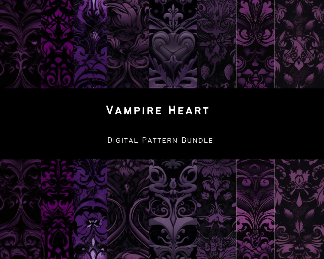 Vampire Heart Digital Paper, Halloween Seamless Digital Pattern Gothic ...