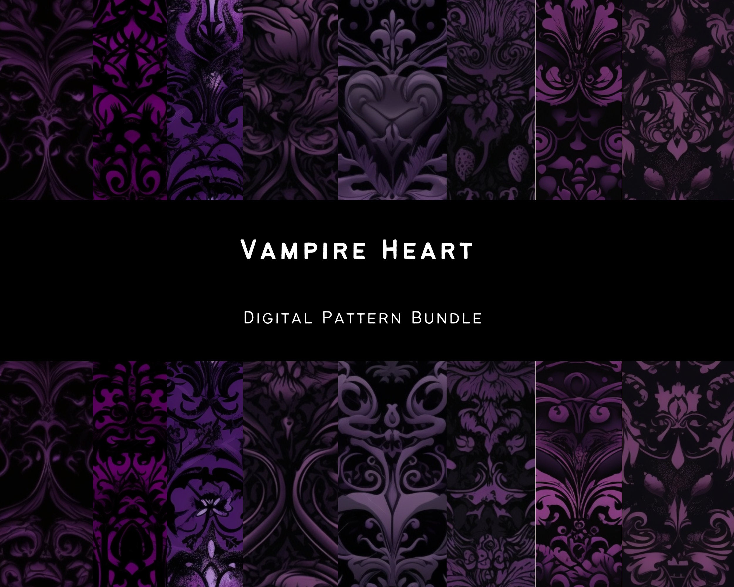 Vampire Heart Digital Paper, Halloween Seamless Digital Pattern Gothic ...