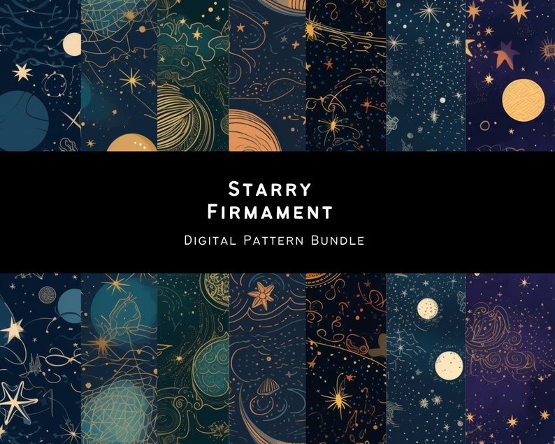 Starry Firmament Digital Paper, Seamless Texture Galaxy Star ...