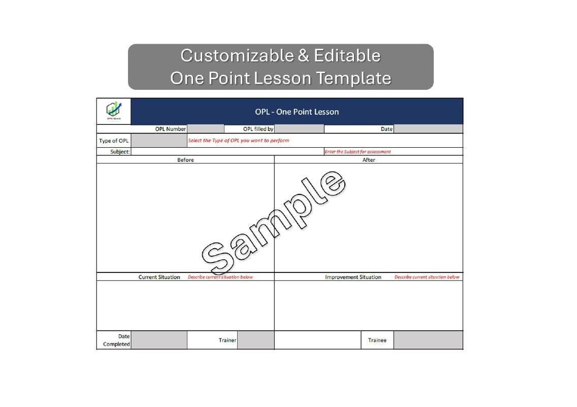 One Point Lesson Tool for Problem Solving, Training Employees ...