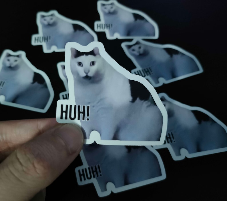 HUH Meme Cat Vinyl Sticker - Etsy
