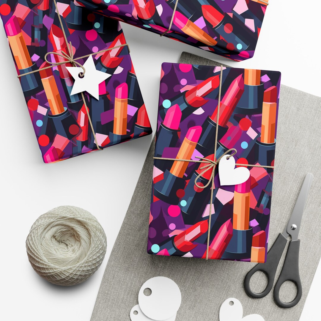 Lipstick Glam: Premium Gift Wrap - Decorative Repeating Lipstick ...