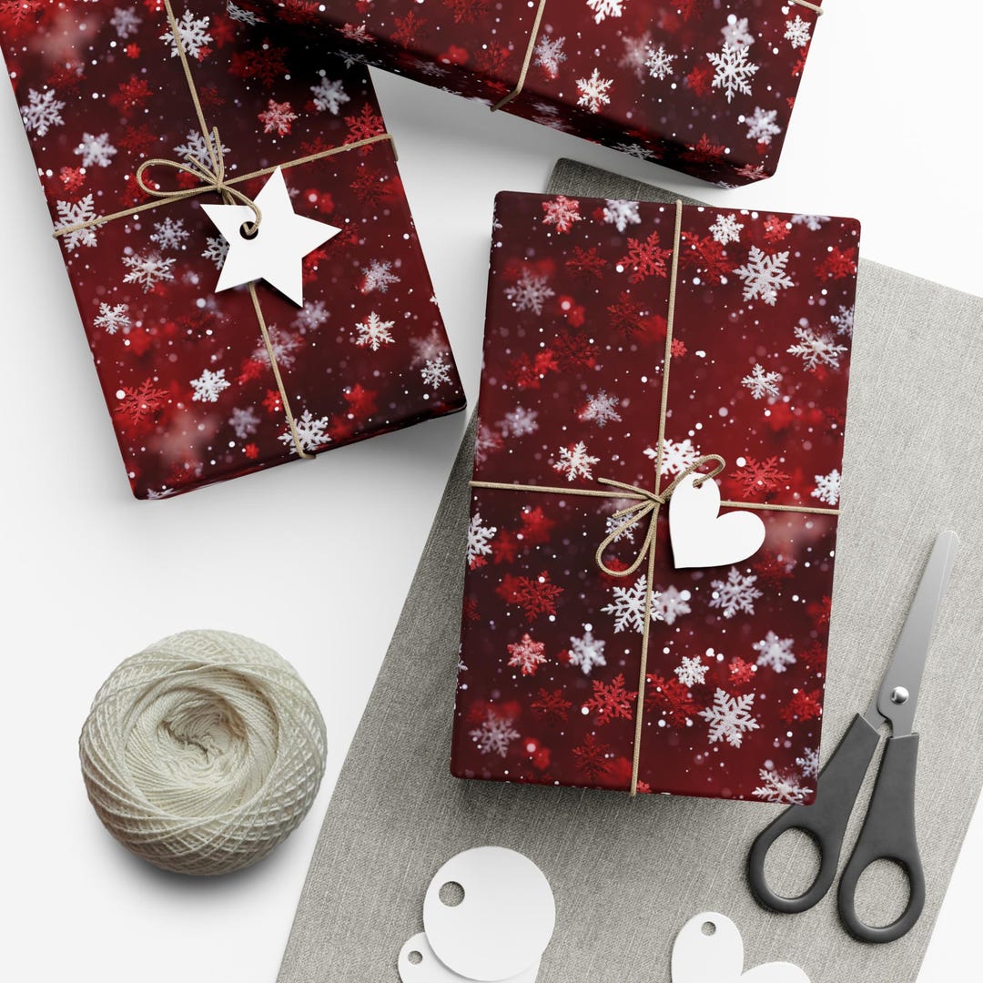 Crimson Snowfall: Premium Gift Wrap - Decorative Repeating Pattern ...