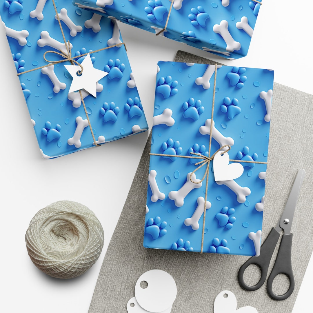 Paw Prints and Bones: Premium Gift Wrap - Decorative Repeating Pattern ...