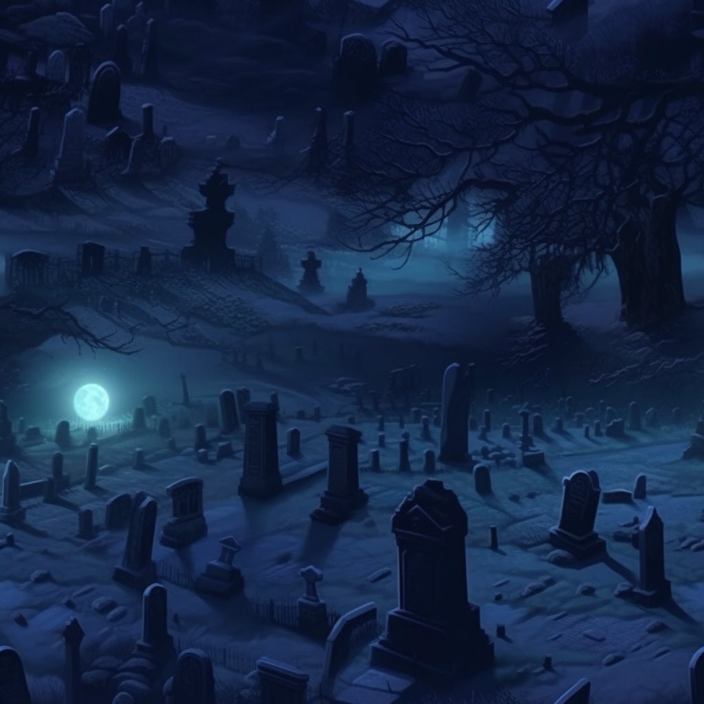 Moonlit Cemetery: Stunning Seamless Tile Art - Perfect for Backgrounds ...