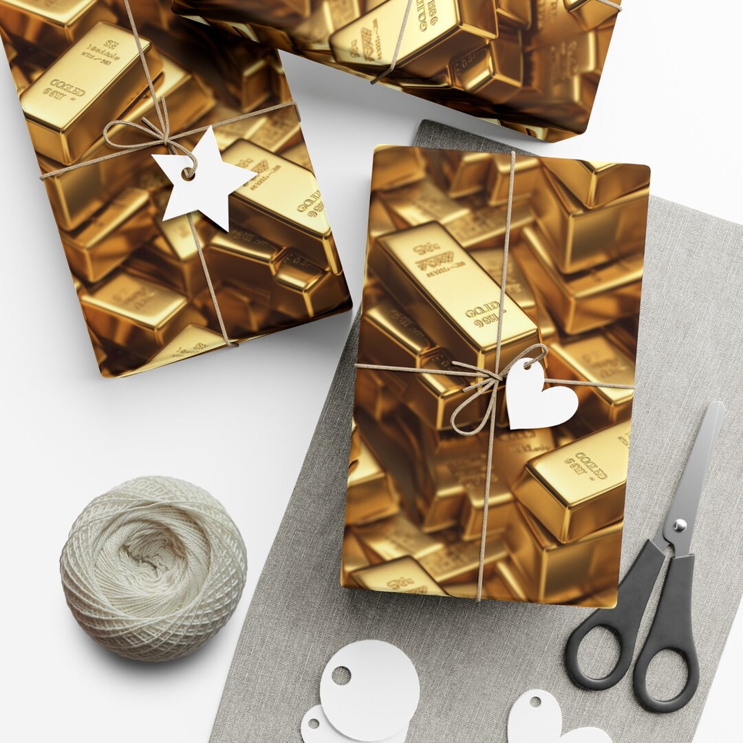 Solid Gold: Premium Gift Wrap - Decorative Repeating Pattern, Matte ...