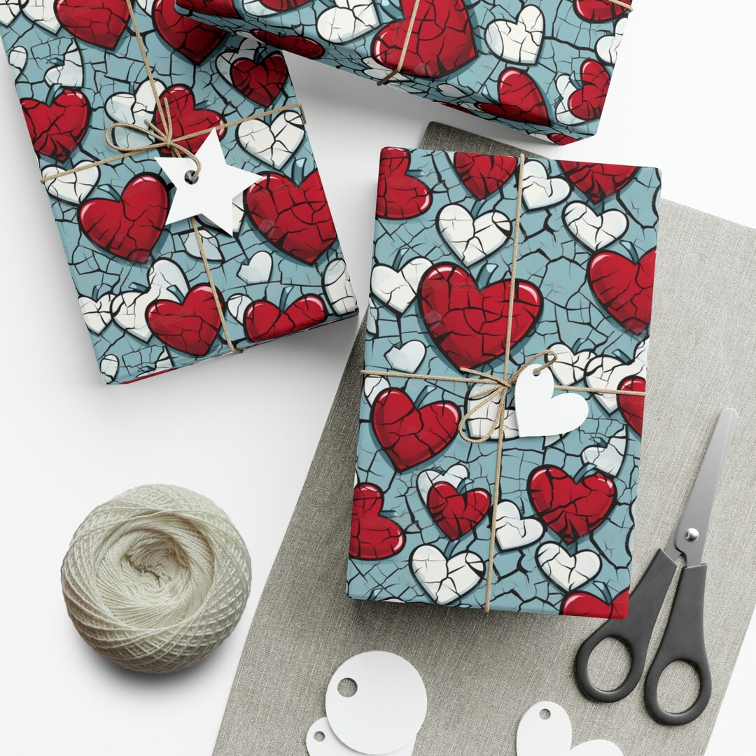 Broken Heart: Premium Gift Wrap - Decorative Repeating Pattern, Matte ...
