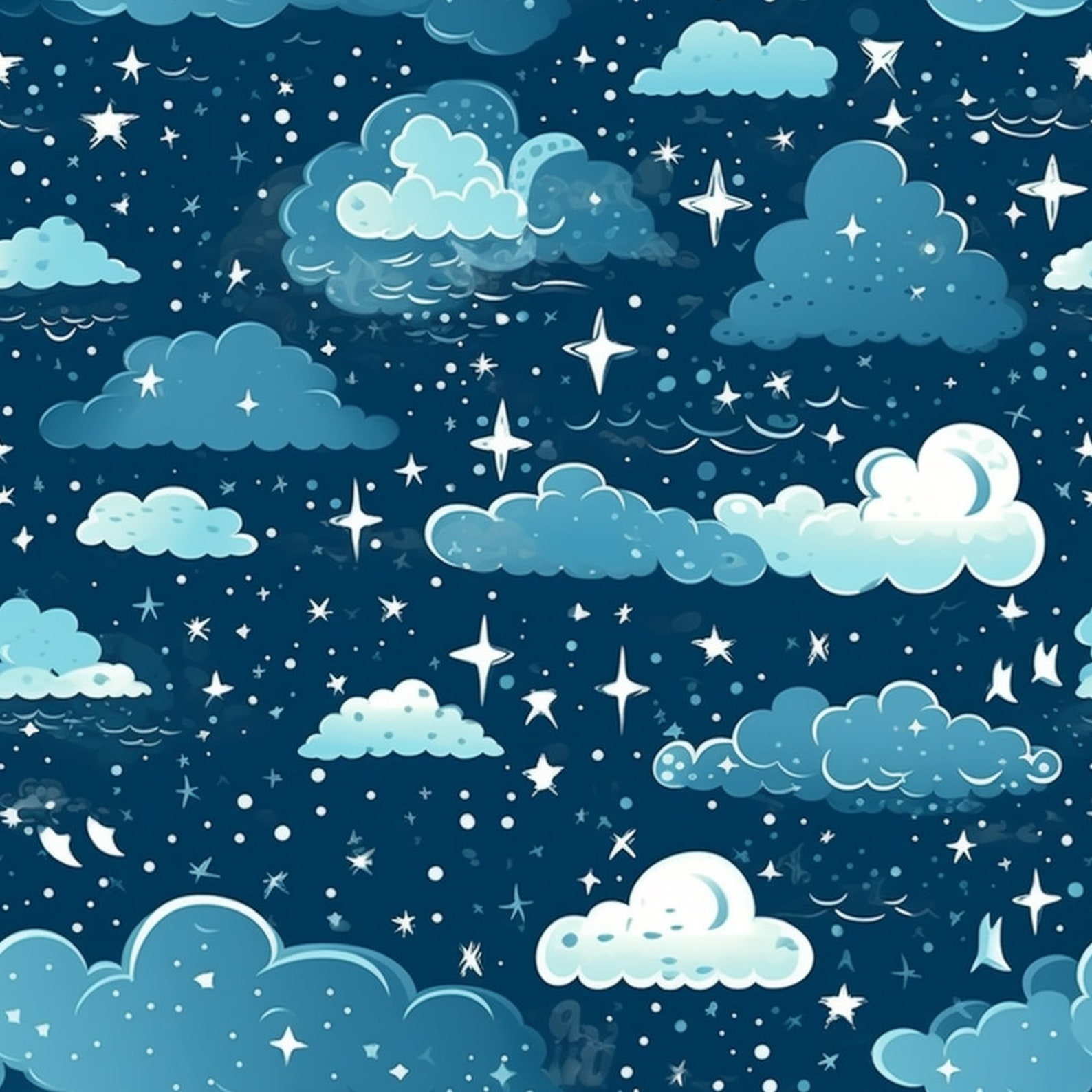 Blue Sky White Stars: Stunning Seamless Tile Art - Perfect for ...