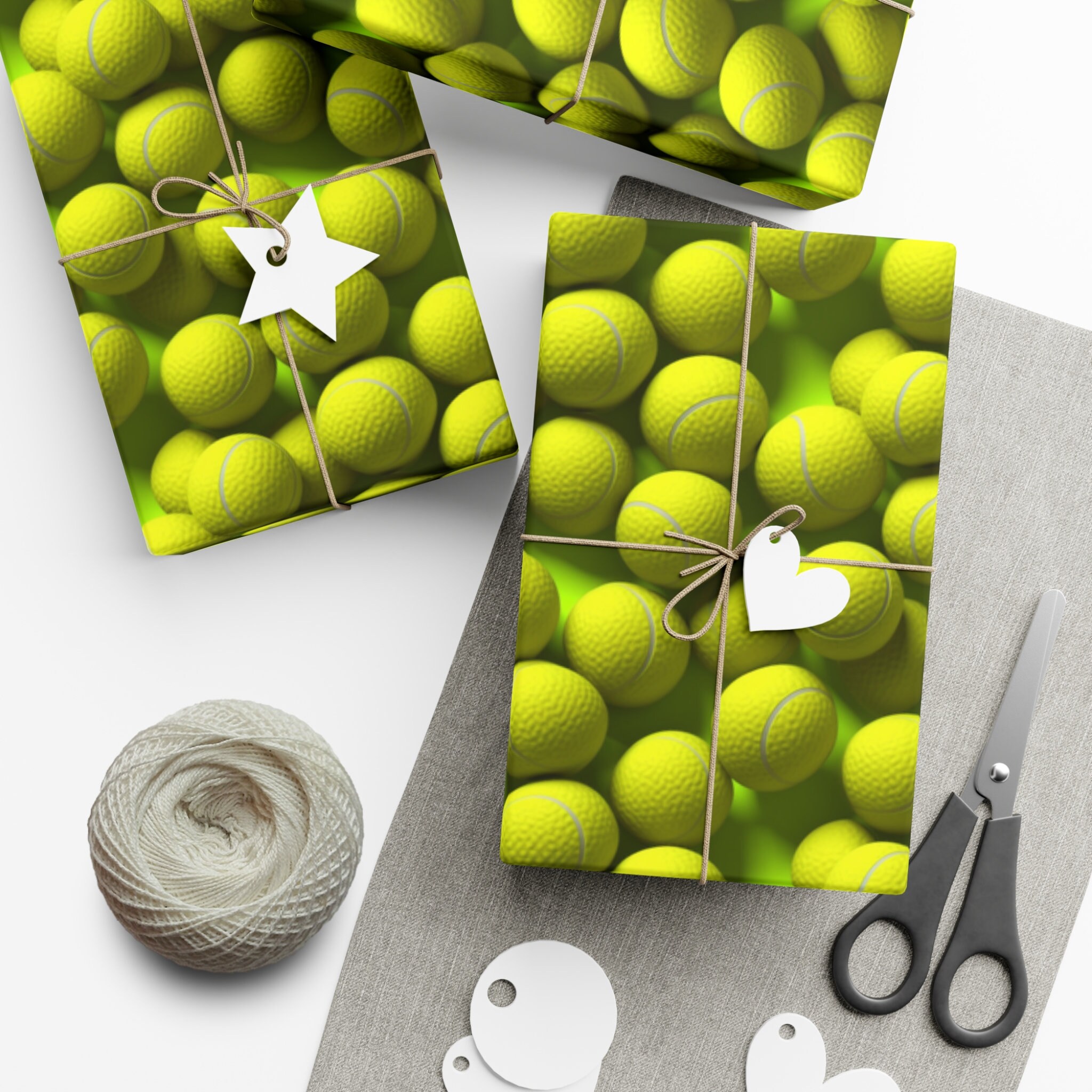 Tennis Balls: Premium Gift Wrap Decorative Repeating Pattern, Matte ...
