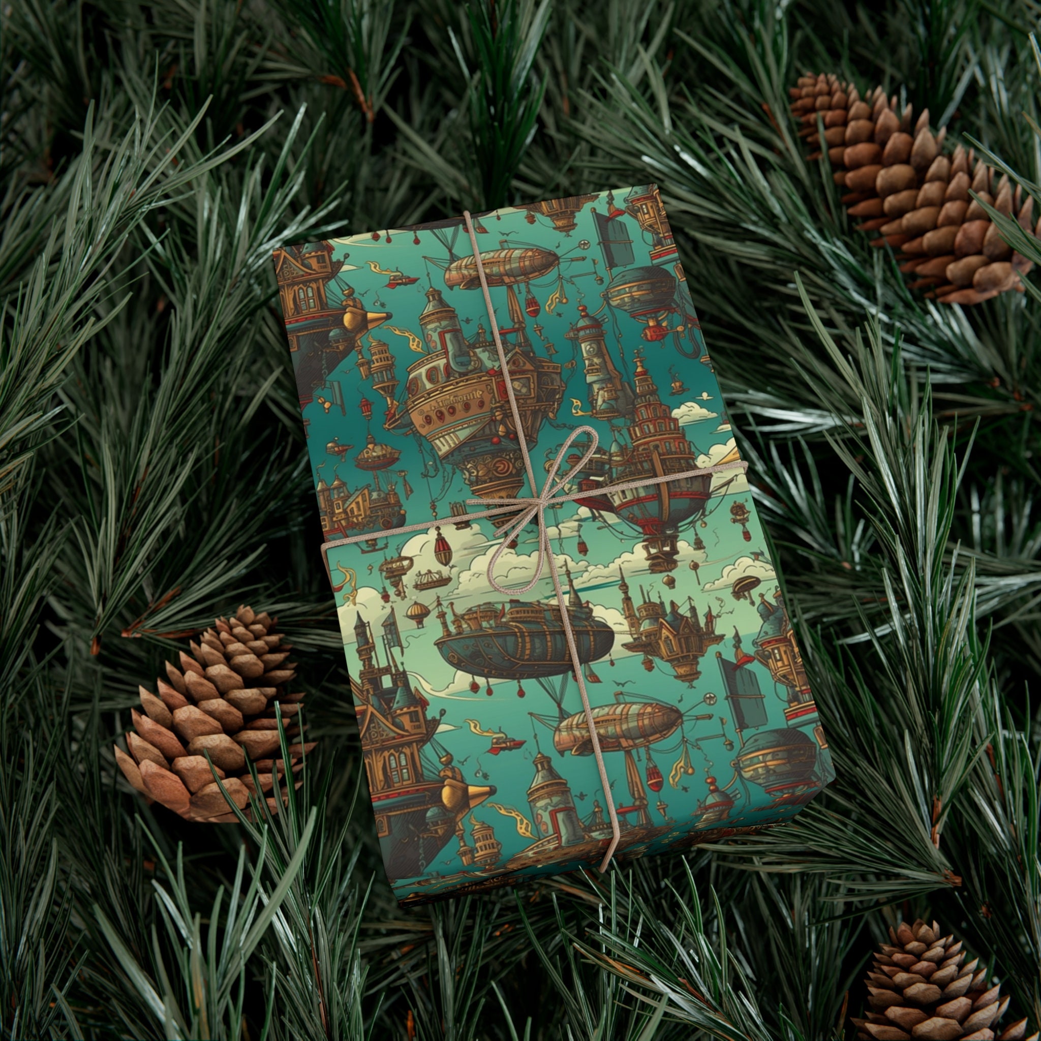 Steampunk Airships: Premium Gift Wrap - Decorative Repeating Pattern ...
