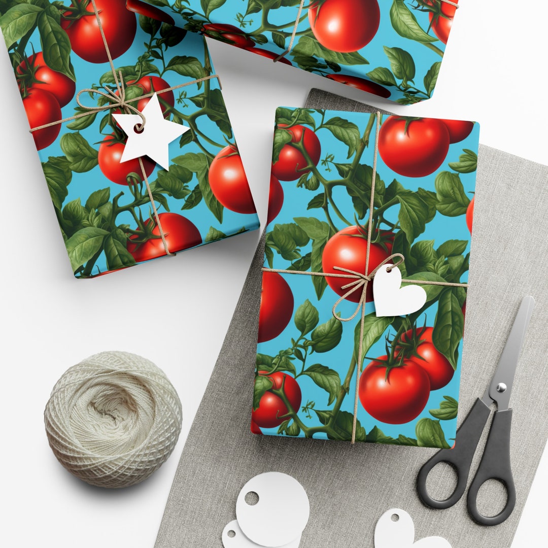 Vine Tomatoes: Premium Gift Wrap - Decorative Repeating Tomato Pattern ...