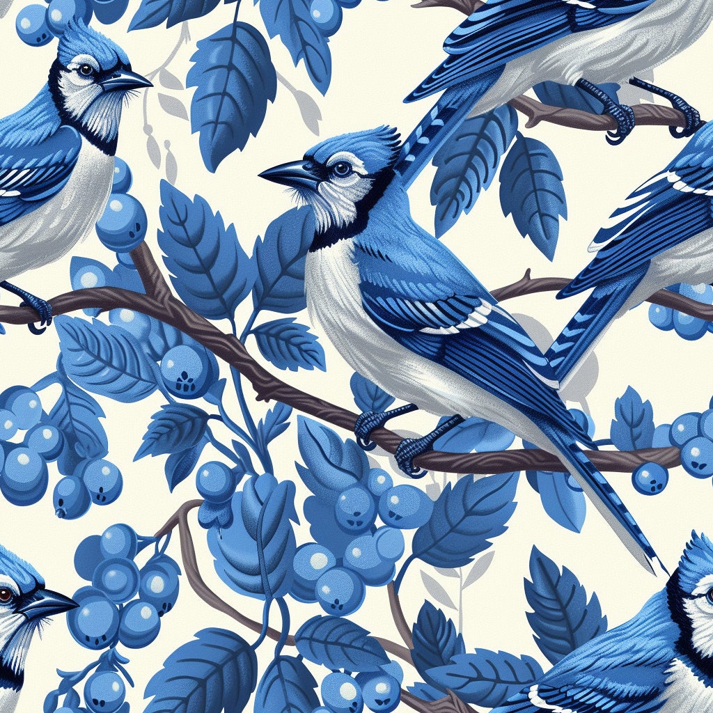 Blue Jay Birds: Stunning Seamless Tile Art - Perfect for Backgrounds ...