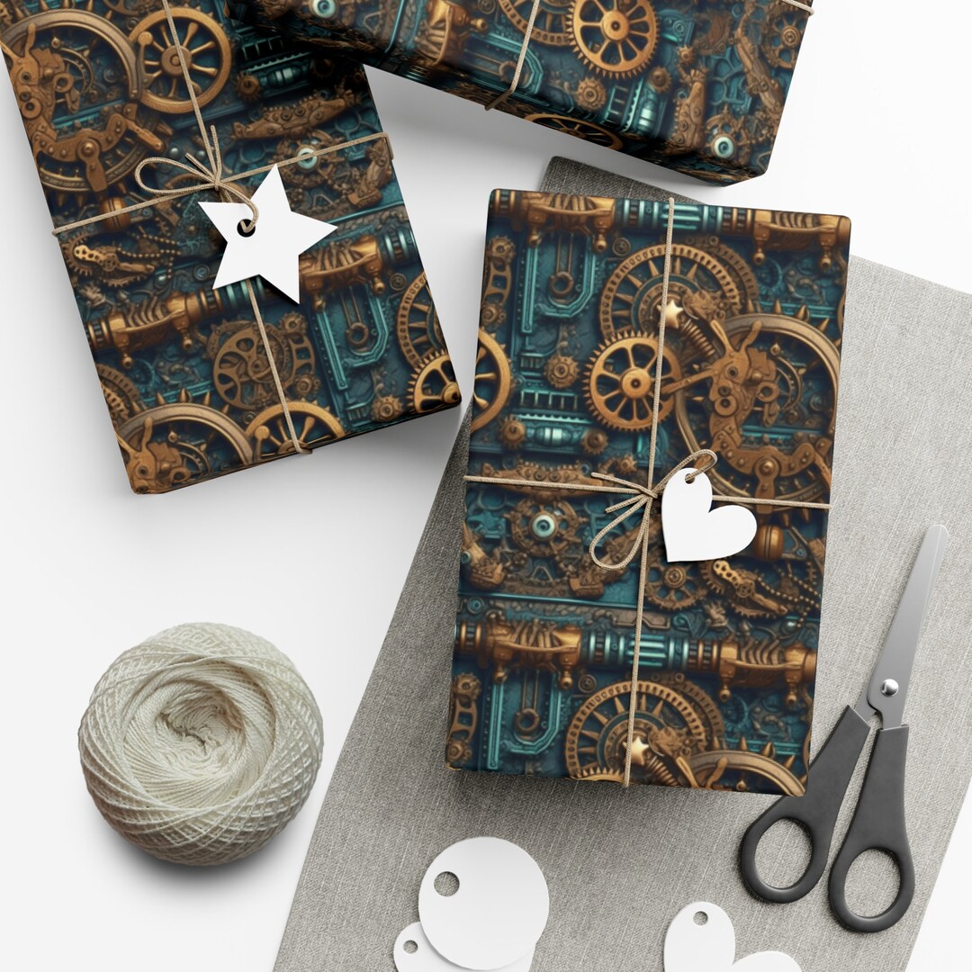 Steampunk Gears: Premium Gift Wrap - Decorative Repeating Pattern ...