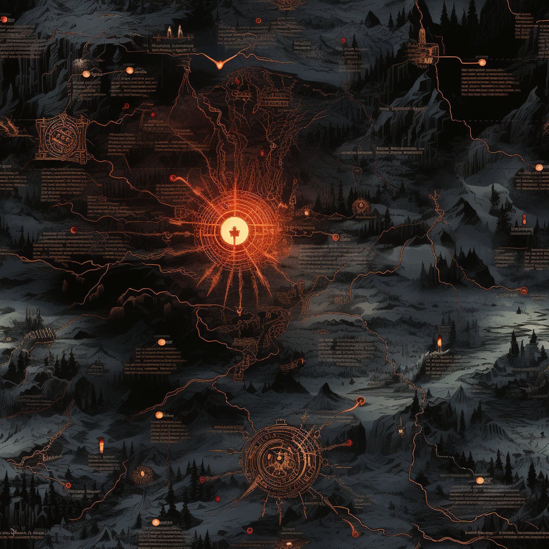 Dark Treasure Map V1: Stunning Seamless Tile Art Perfect for ...