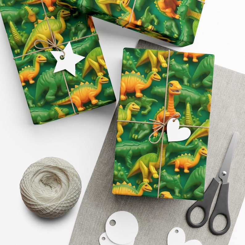 Jurassic Wrap: Premium Gift Wrap - Decorative Repeating Dinosaur ...