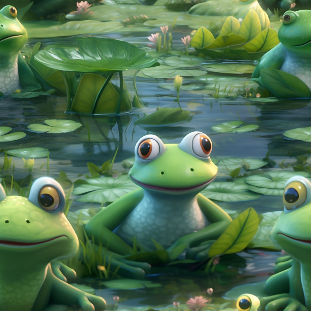 Pond Frogs: Distinctive Seamless Tile Art - Perfect for Backgrounds and ...