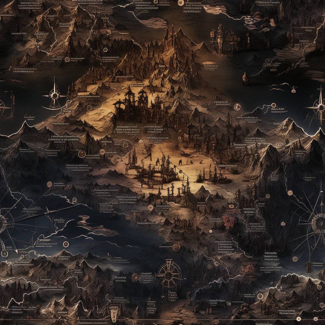 Dark Treasure Map V2: Stunning Seamless Tile Art Perfect for ...