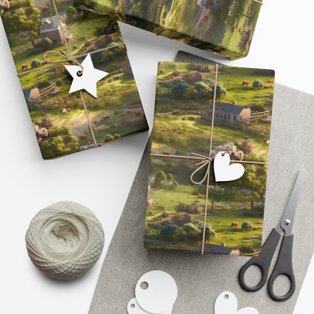 Farming Charm: Premium Gift Wrap - Decorative Repeating Pattern, Matte ...