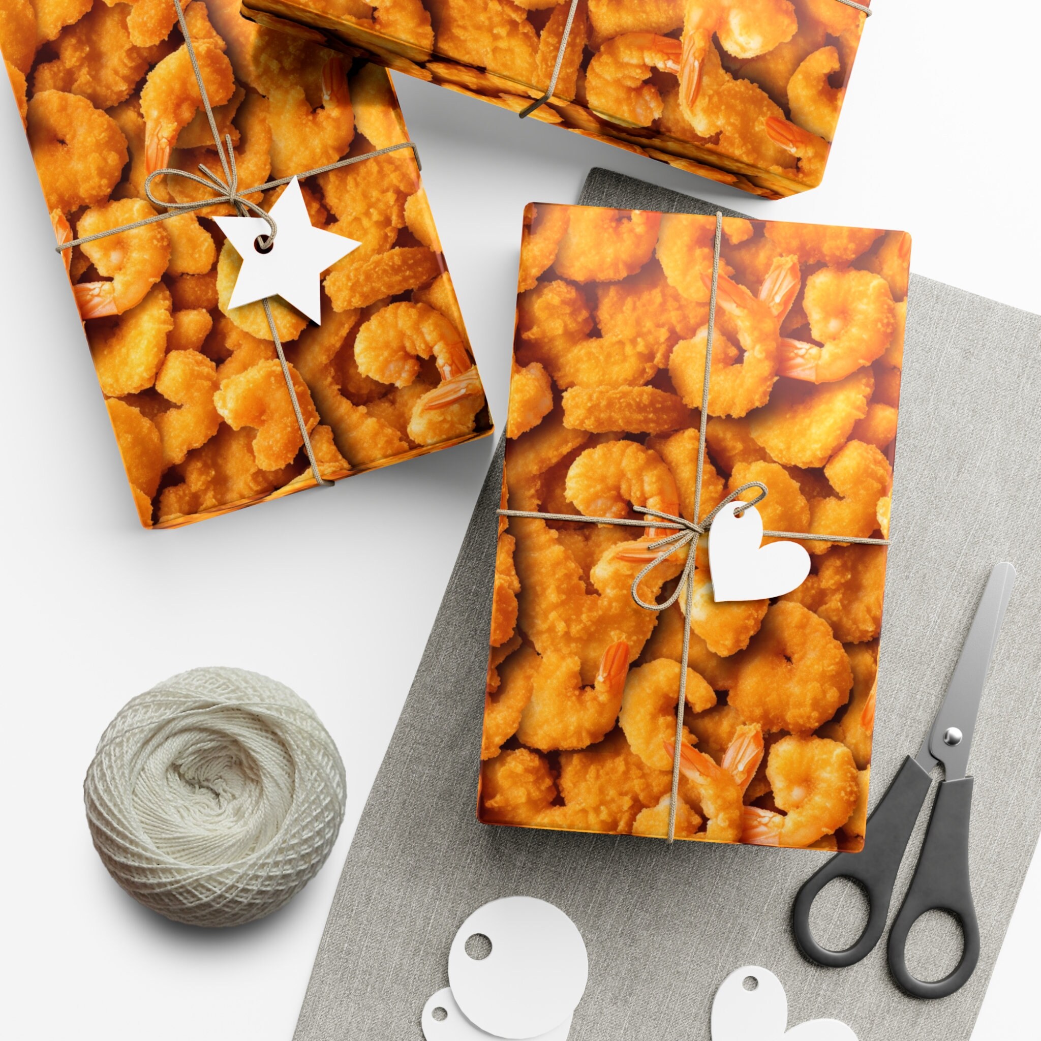 Golden Fried Shrimp: Premium Gift Wrap Decorative Repeating Pattern ...