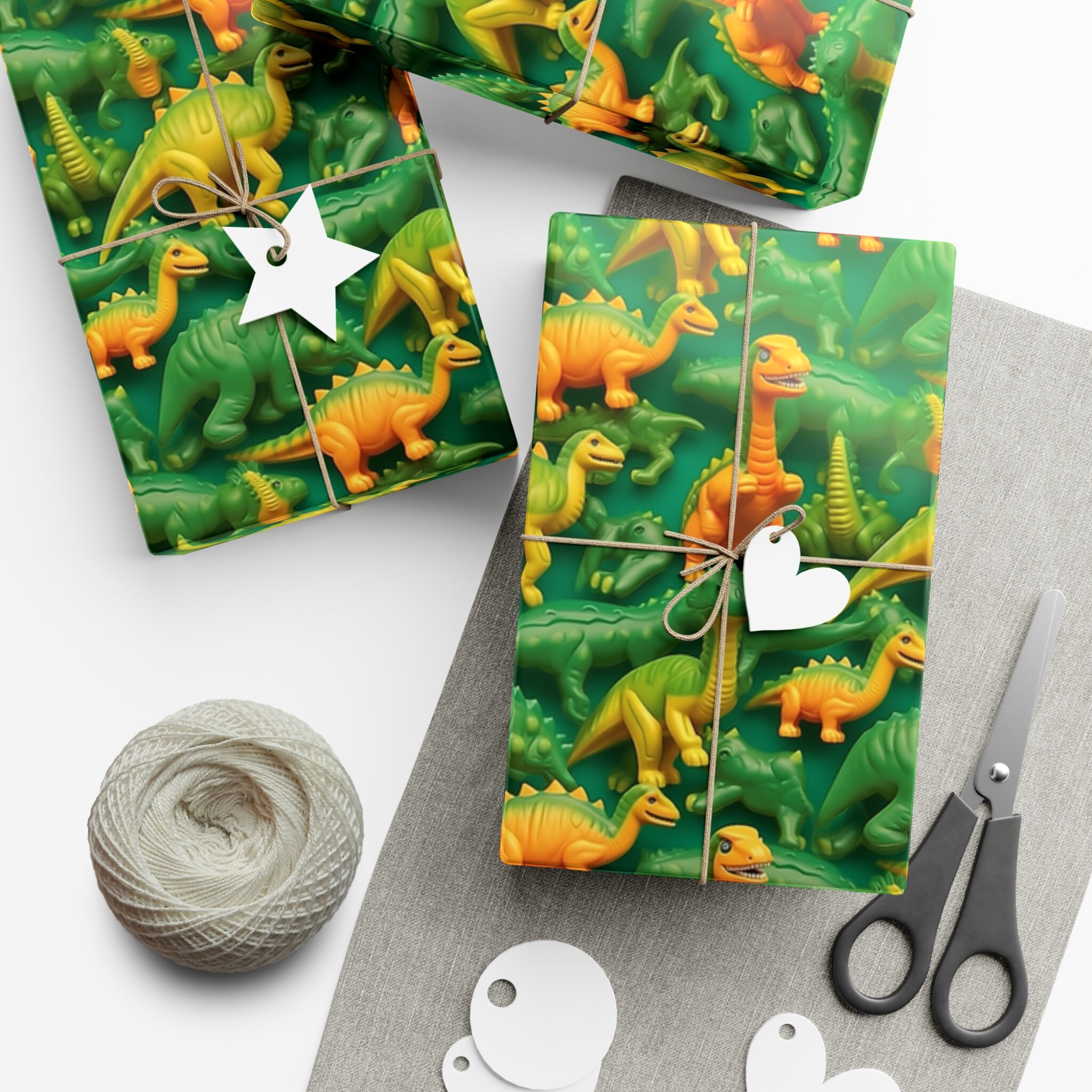 Jurassic Wrap: Premium Gift Wrap - Decorative Repeating Dinosaur ...