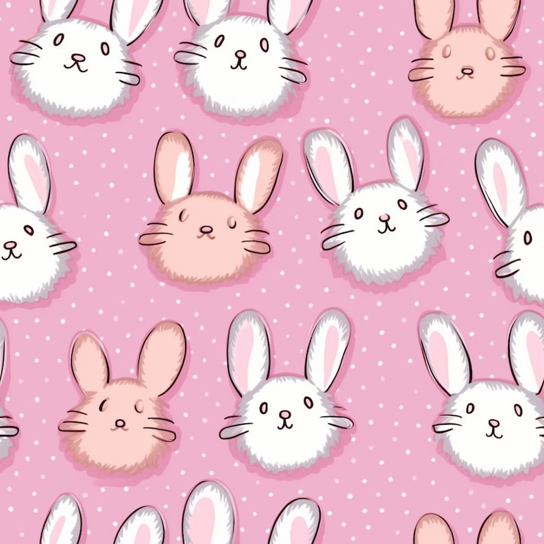 Fuzzy Bunnies: Whimsical Seamless Tile Art Perfect for Backgrounds and ...