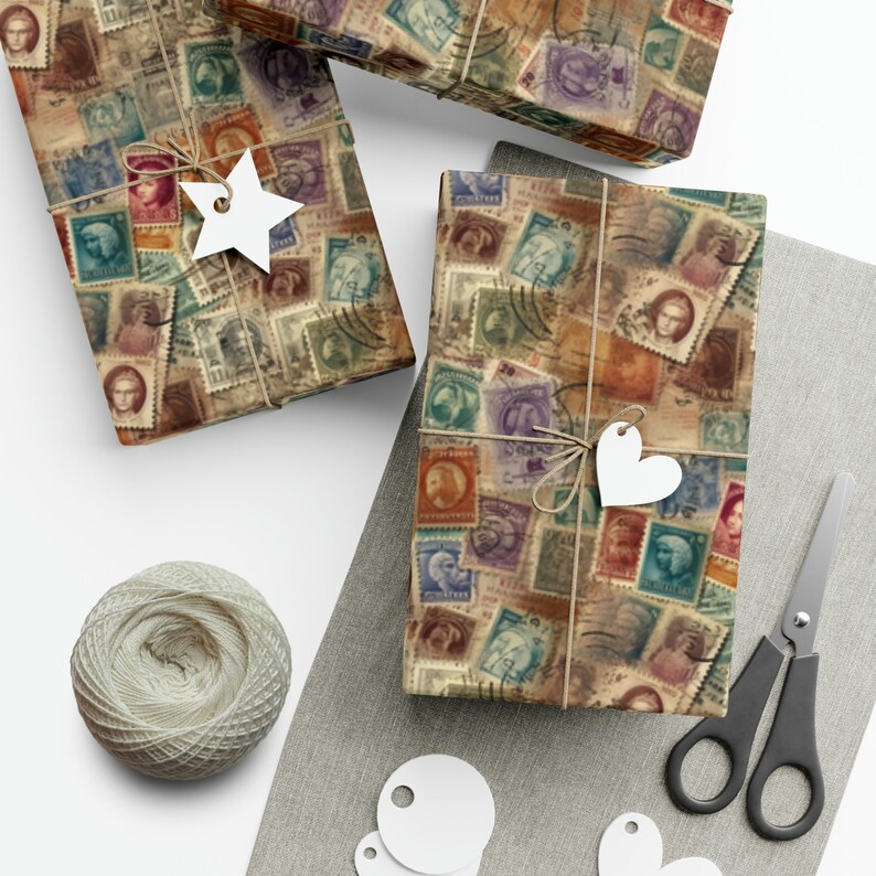Vintage Stamps: Premium Gift Wrap Decorative Repeating Berry Pattern ...