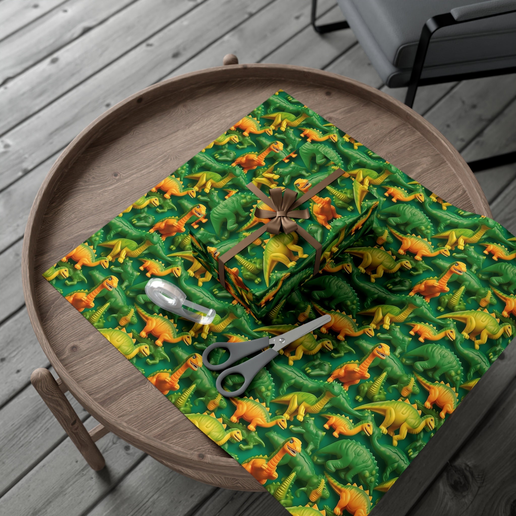 Jurassic Wrap: Premium Gift Wrap - Decorative Repeating Dinosaur ...