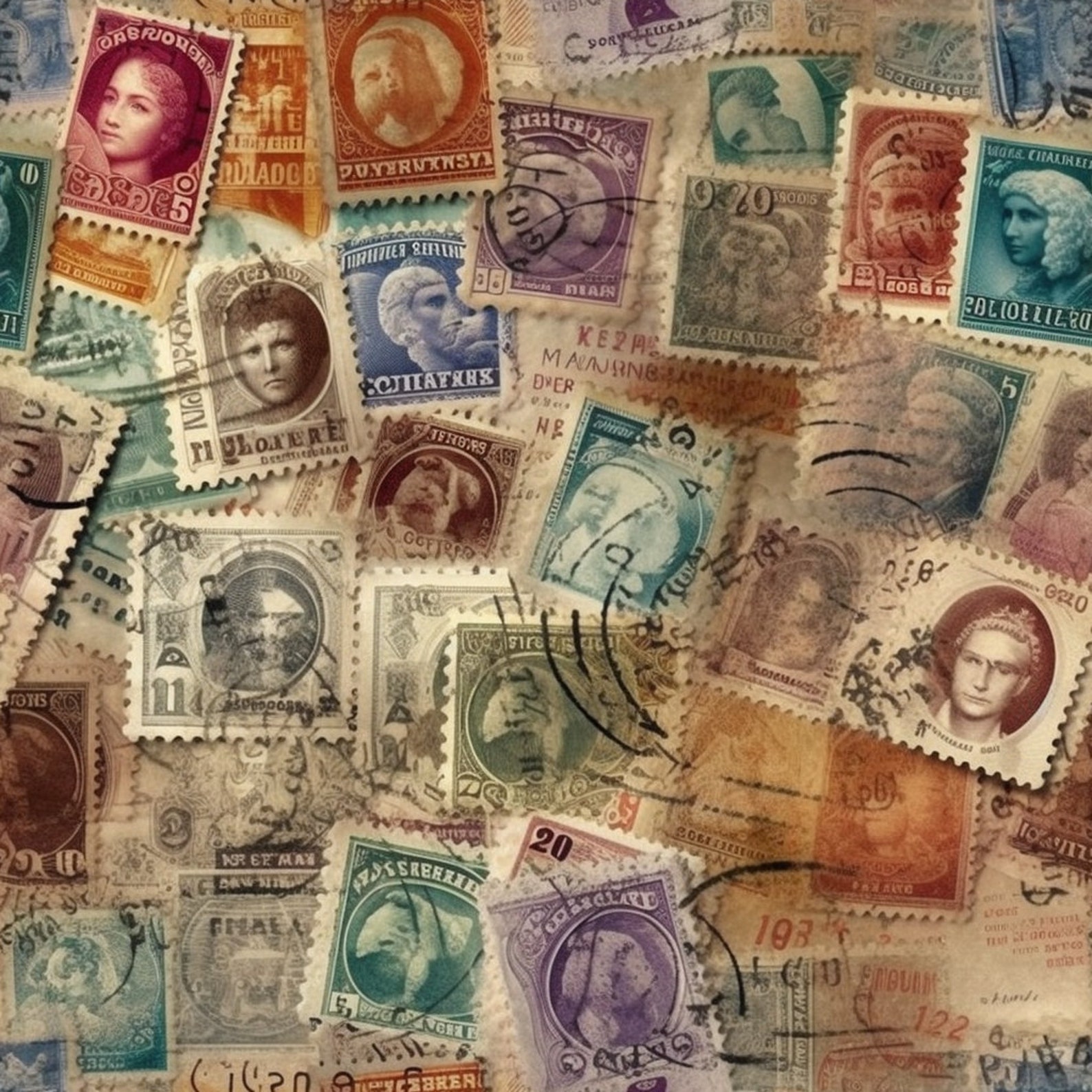 Vintage Stamps: Stunning Seamless Tile Art - Perfect for Backgrounds ...
