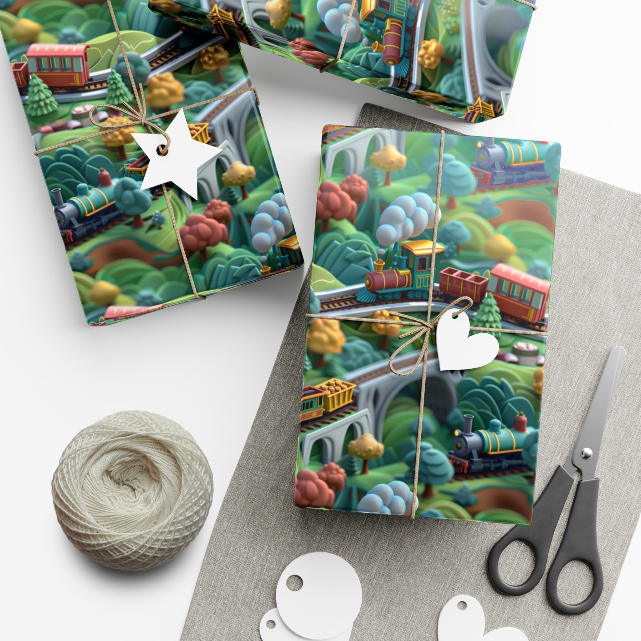 Toy Train Express: Premium Gift Wrap - Decorative Repeating Pattern ...