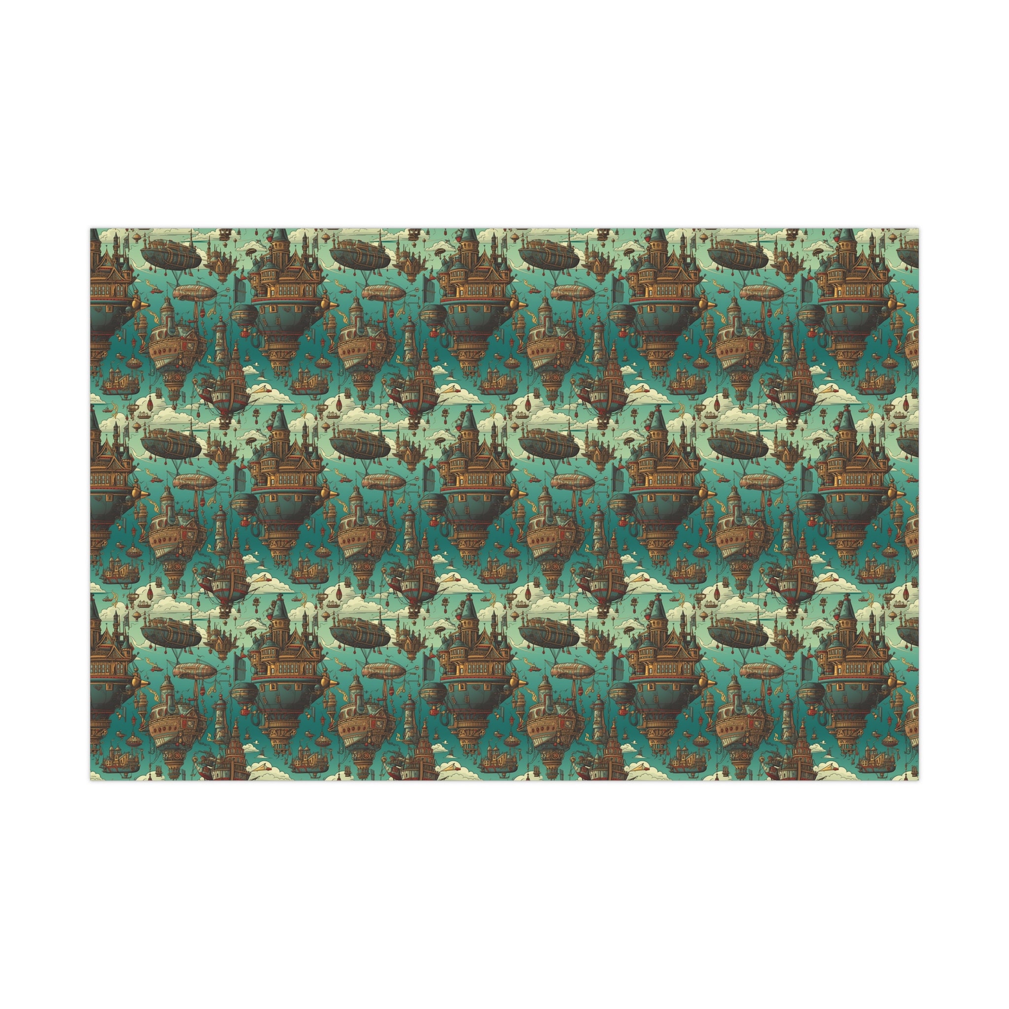 Steampunk Airships: Premium Gift Wrap - Decorative Repeating Pattern ...
