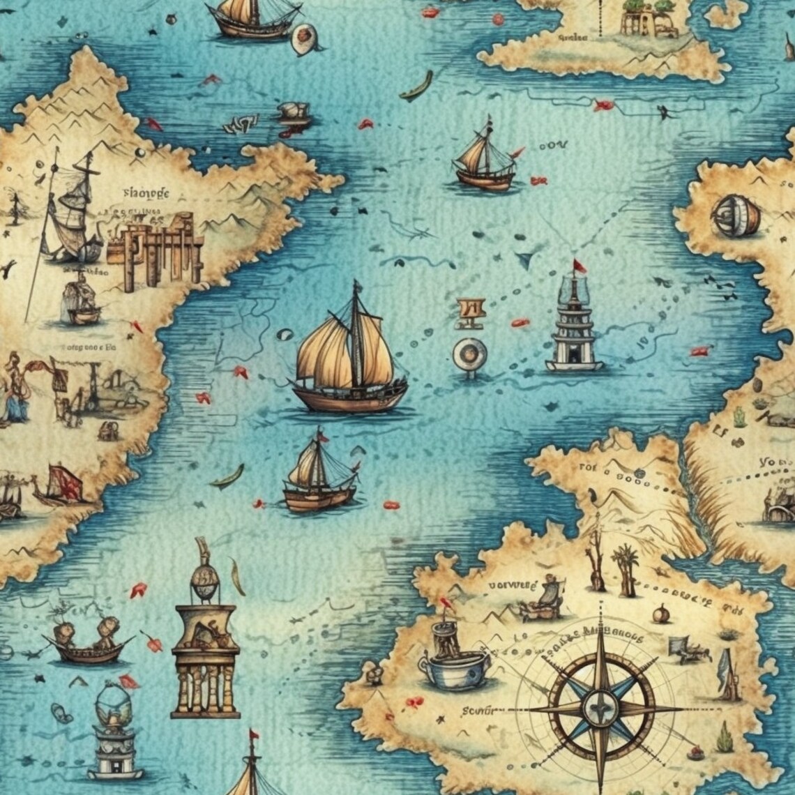 Treasure Map V4: Stunning Seamless Tile Art - Perfect for Backgrounds ...