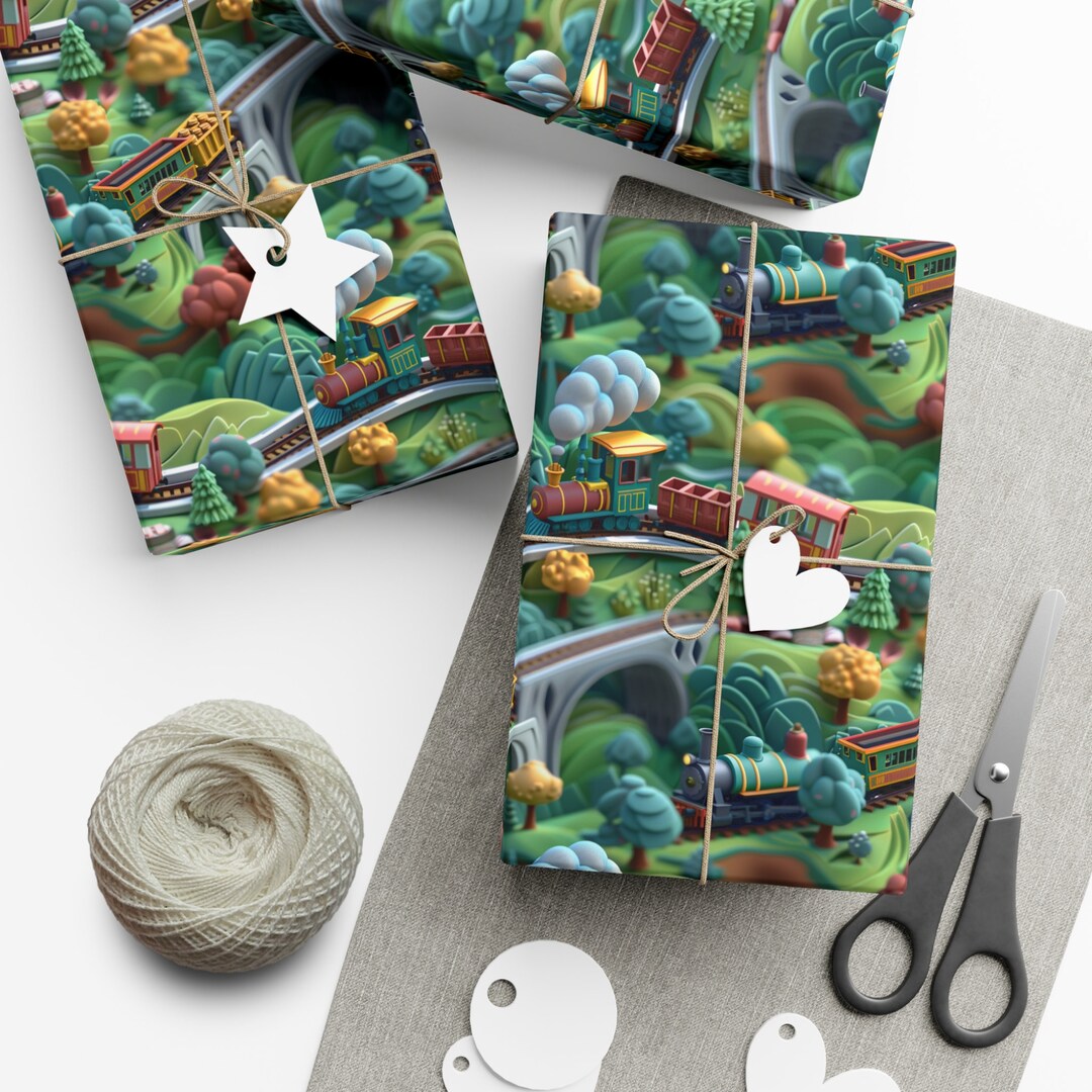 Toy Train Express: Premium Gift Wrap - Decorative Repeating Pattern ...