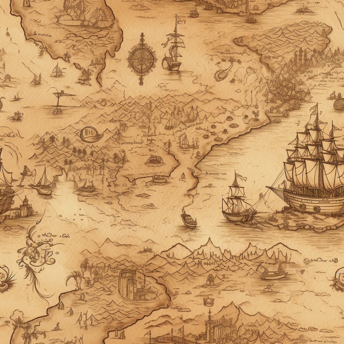 Treasure Map V1: Stunning Seamless Tile Art - Perfect for Backgrounds ...