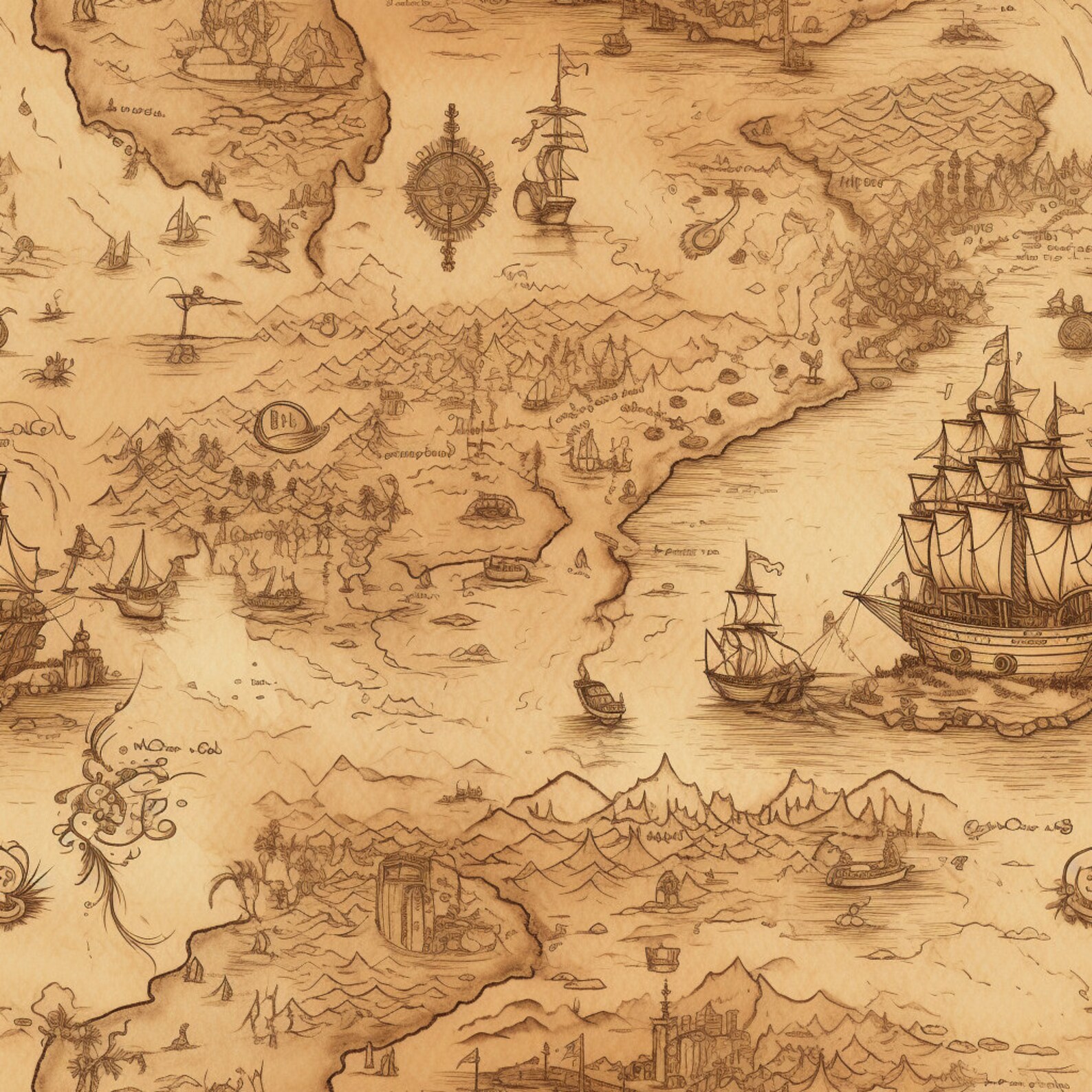 Treasure Map V1: Stunning Seamless Tile Art - Perfect for Backgrounds ...