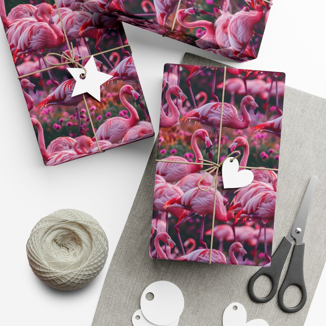 Pink Flamingos: Premium Gift Wrap - Decorative Repeating Pattern, Matte ...