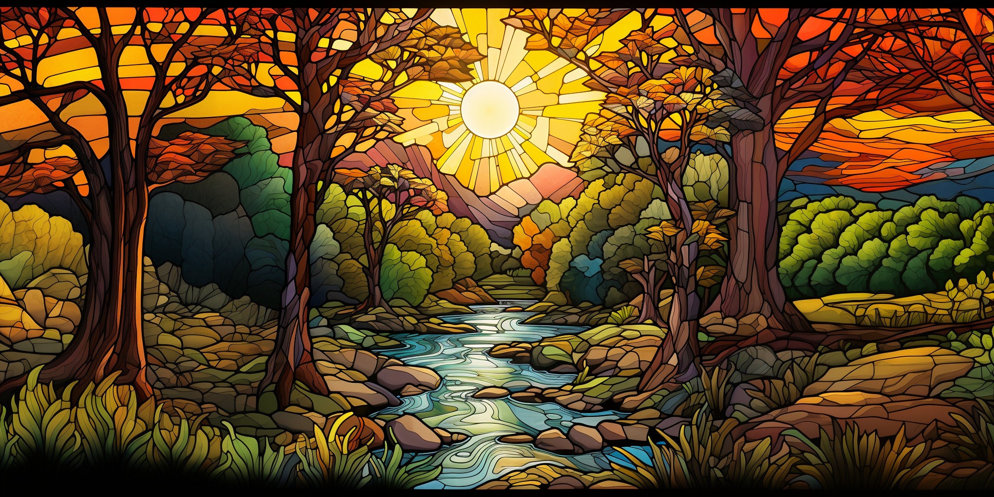 Enchanted Stained Glass Forest Digital Article - Etsy